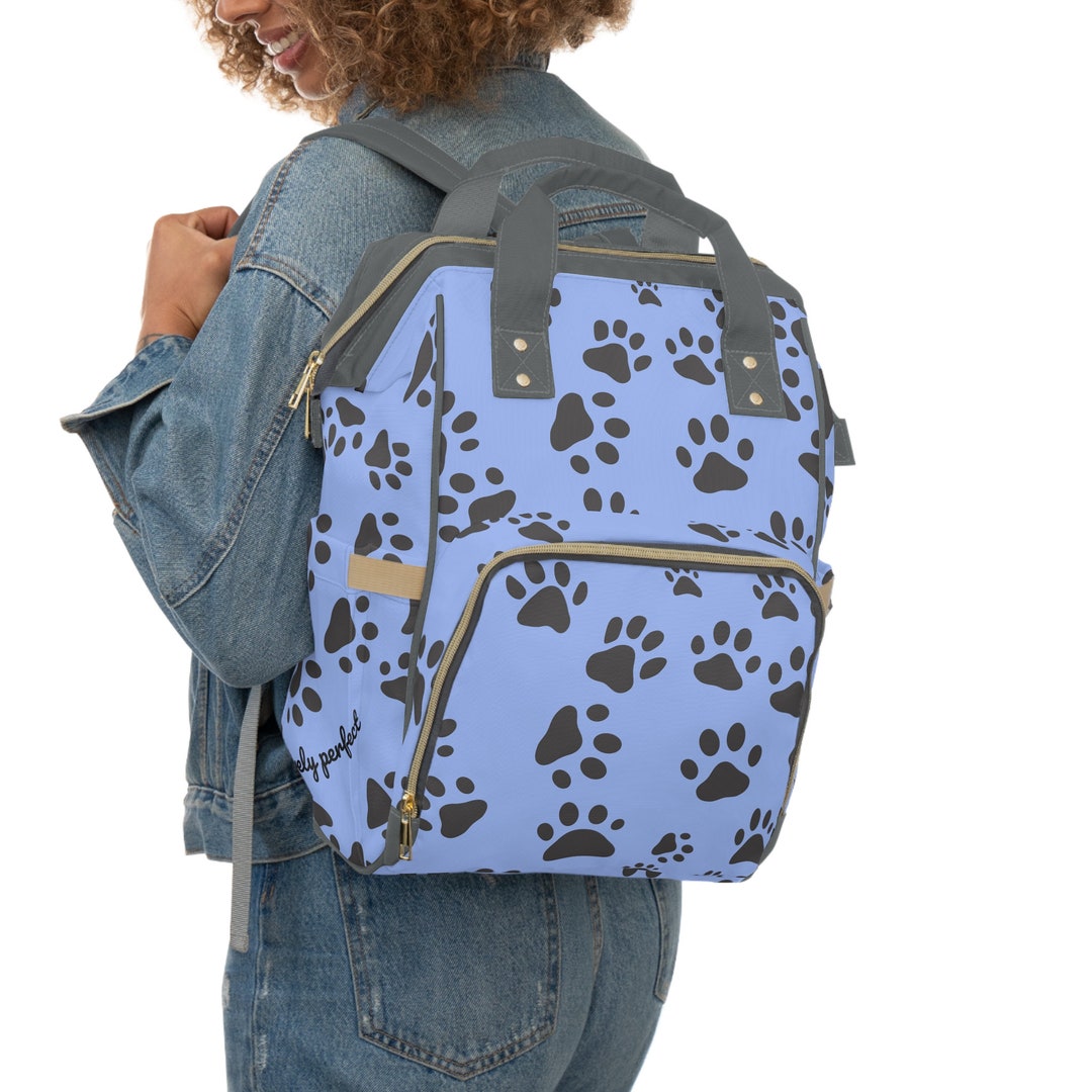 Light Blue Paw Print "pawsitively Perfect" Multifunctional Diaper Bag ...
