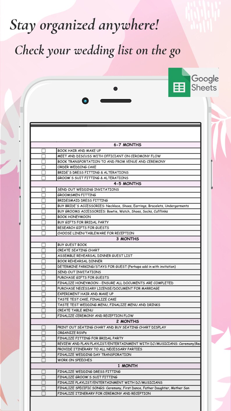 Printable Wedding Checklist - Etsy