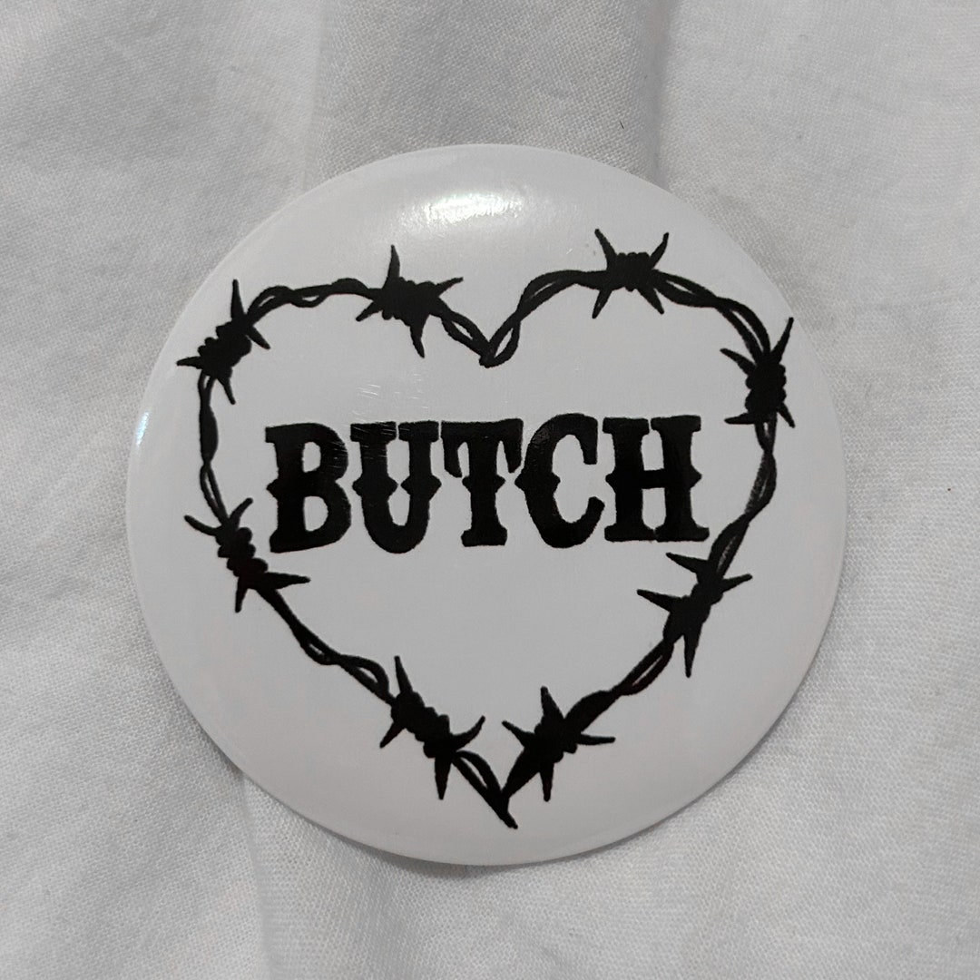 Butch Barbed Wire Heart Button - Etsy