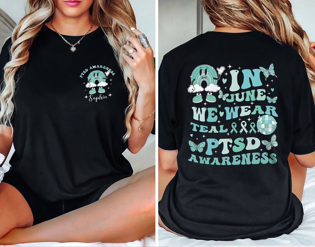 Groovy PTSD Awareness Shirt, in June We Wear Teal PTSD Shirts, Custom ...