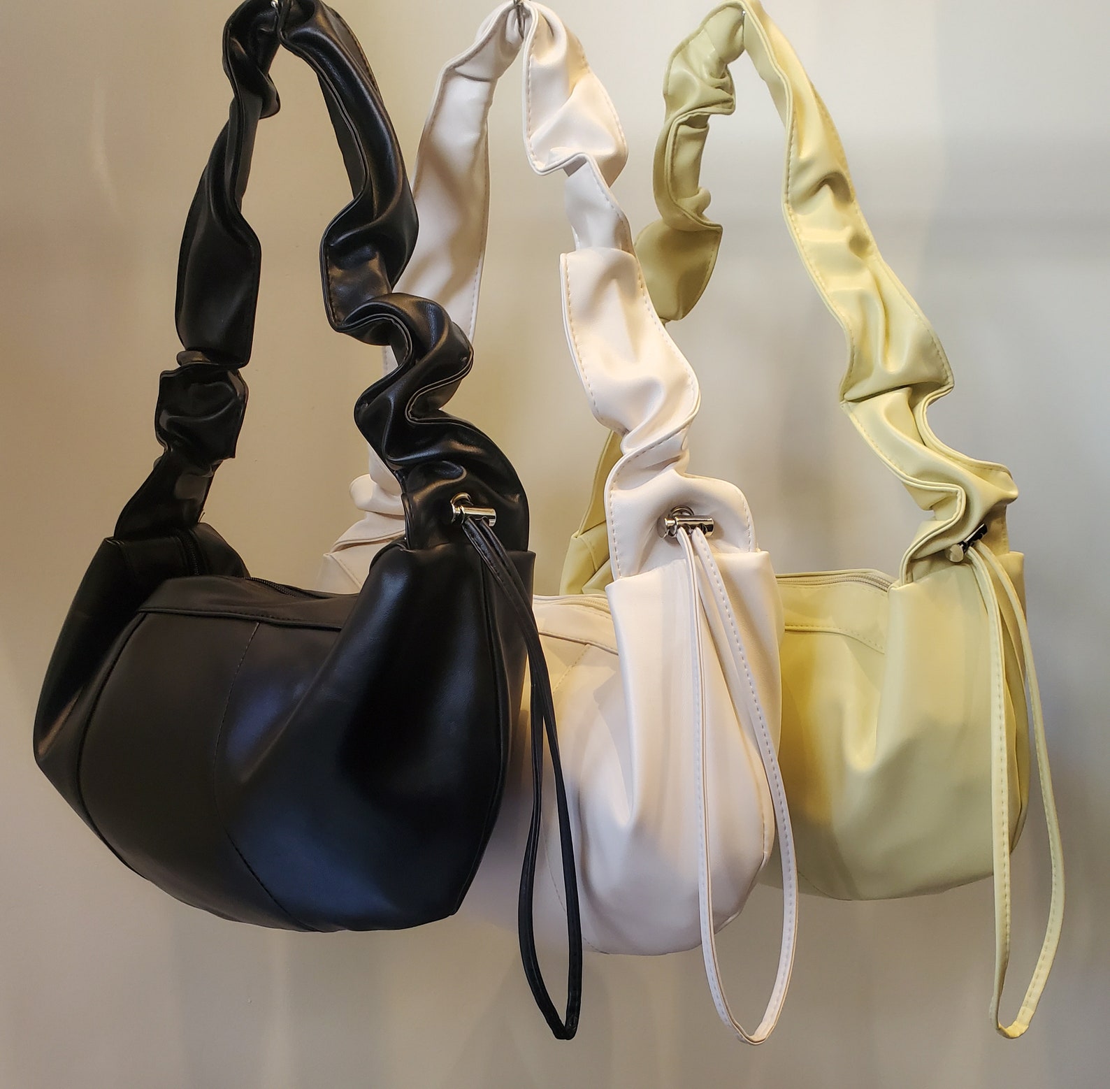 Half Moon Shoulder Bag for Women, Soft Vegan Leather Croissant Cross ...