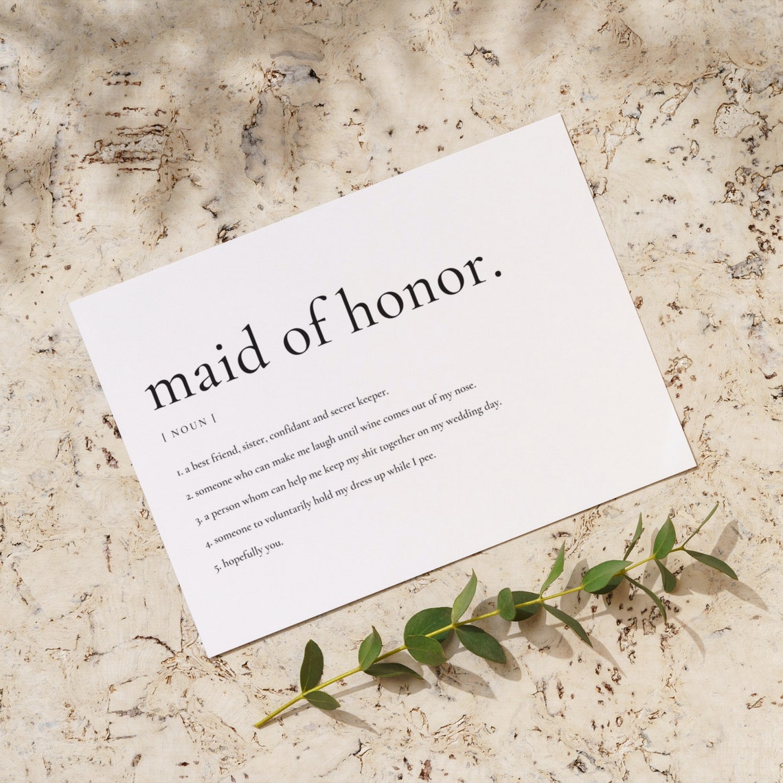 Minimal Maid of Honor Proposal Card Template, Personalized Will You Be ...