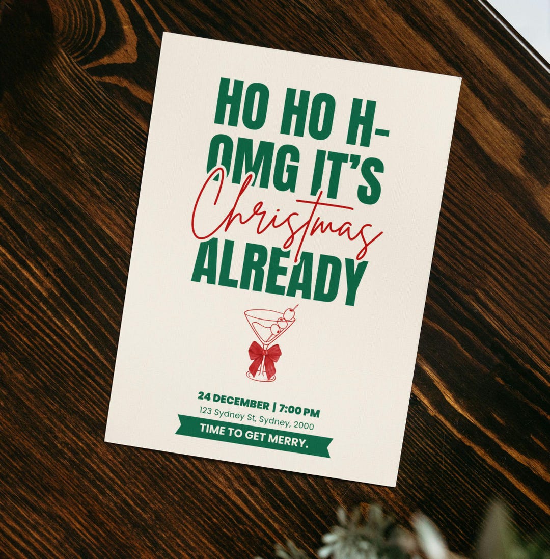 Editable Funny Christmas Party Invite Template, Holidays Xmas ...