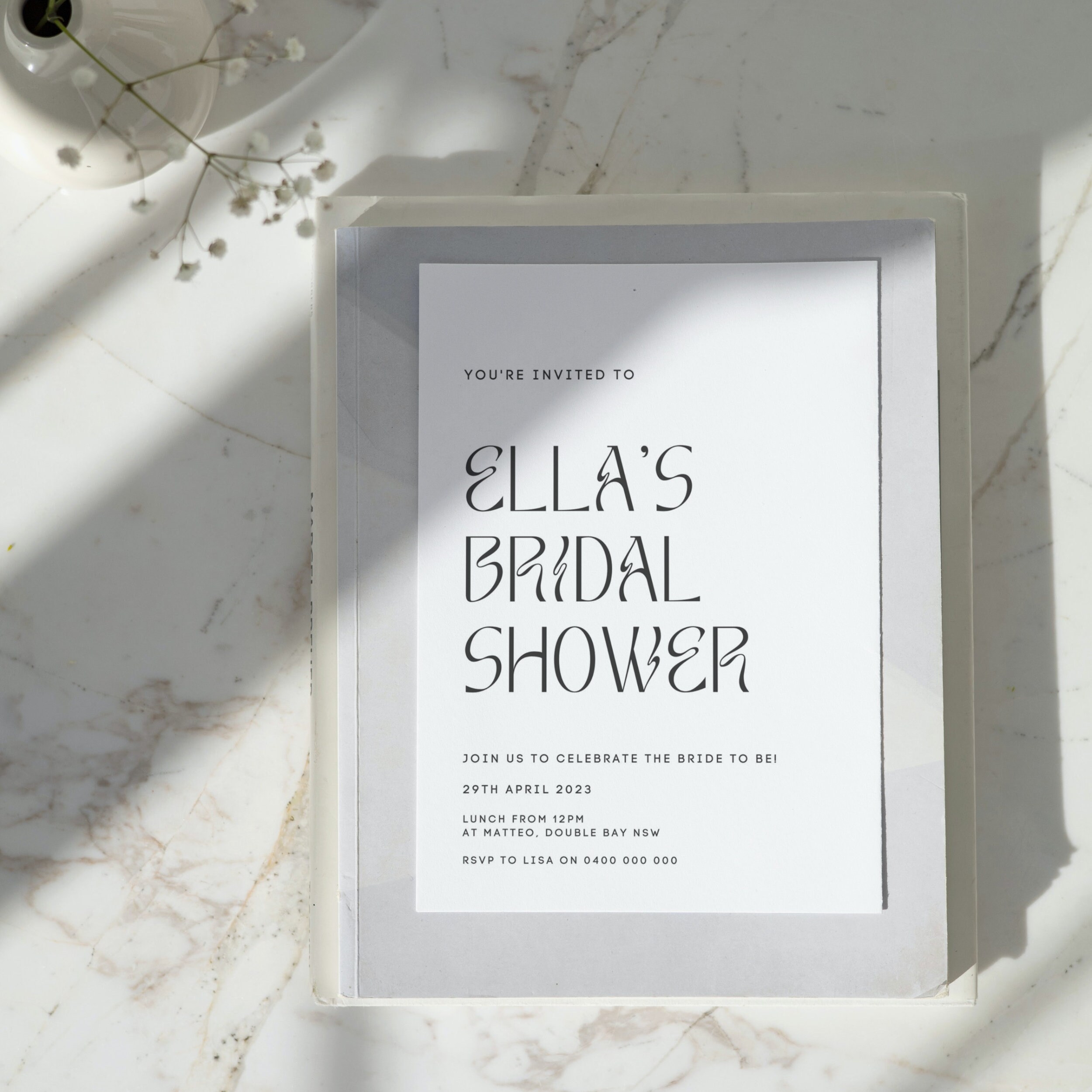 Bridal Shower Invite Template, Simple Modern Minimalist Bridal Shower ...