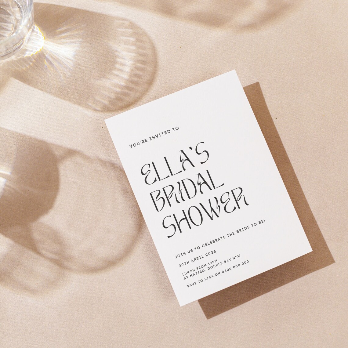 Bridal Shower Invite Template, Simple Modern Minimalist Bridal Shower ...