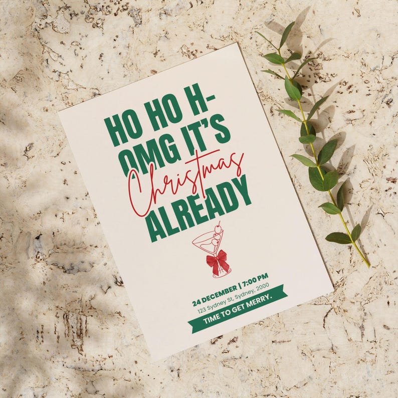 Editable Funny Christmas Party Invite Template, Holidays Xmas ...