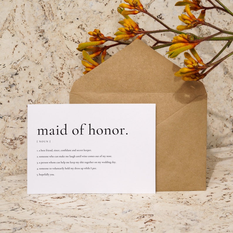 Minimal Maid of Honor Proposal Card Template, Personalized Will You Be ...