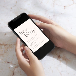 Editable Minimalist Baby Shower Invite Template, Modern Baby Shower ...