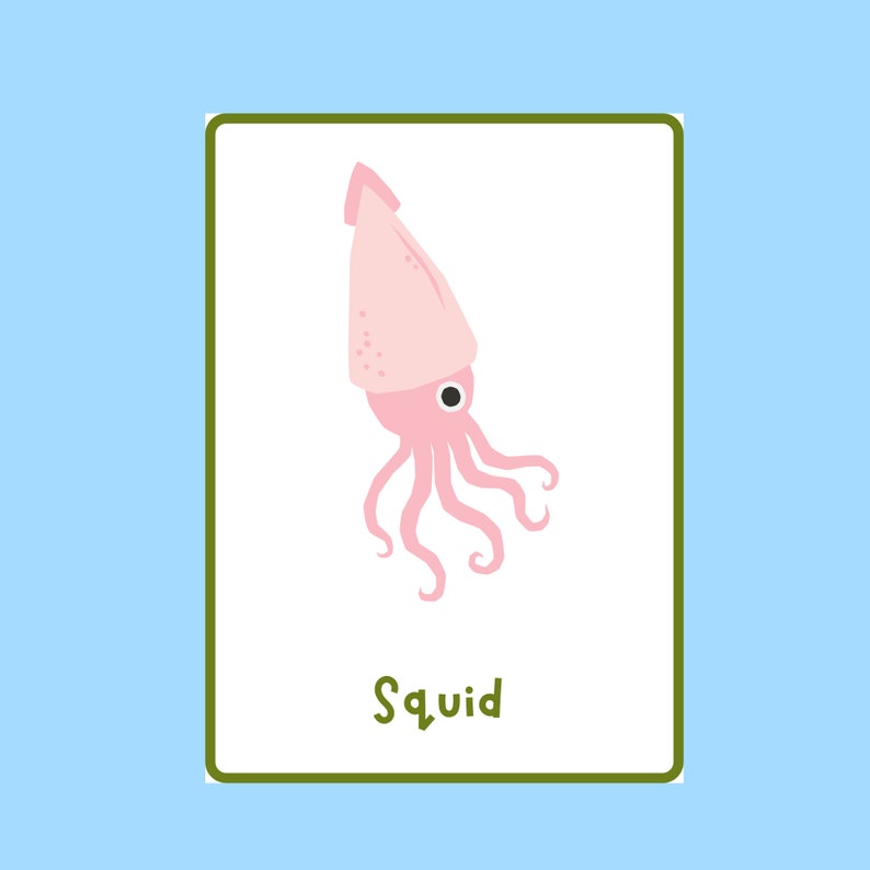 Sea Animals Flash Cards Printable Animals Flash Cards Montessori ...