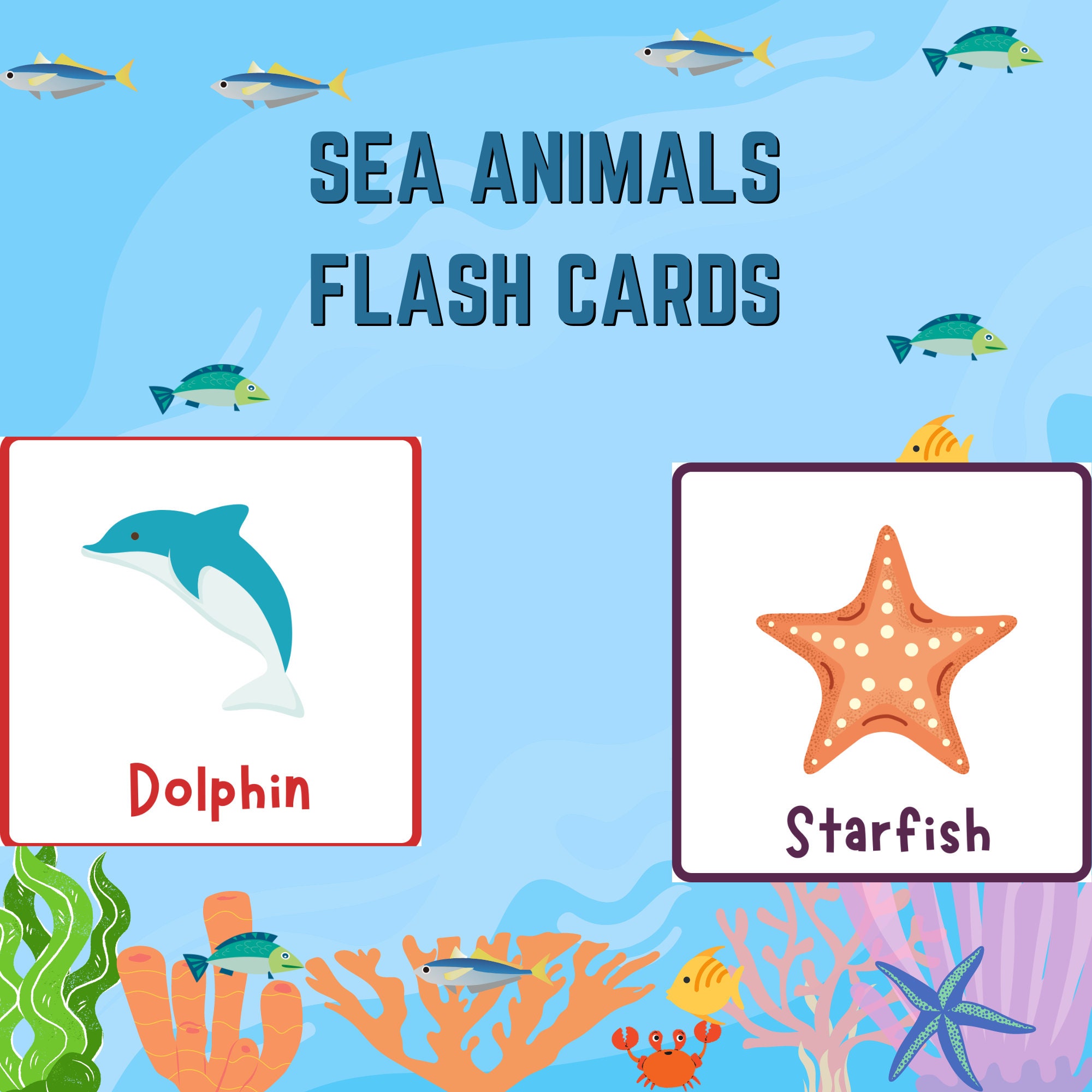 Sea Animals Flash Cards Printable Animals Flash Cards Montessori ...