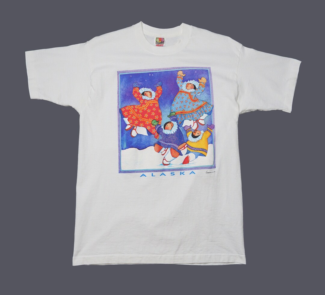 90s Vintage Alaska Inuit Eskimo Graphic T Shirt Large Single Stitched ...