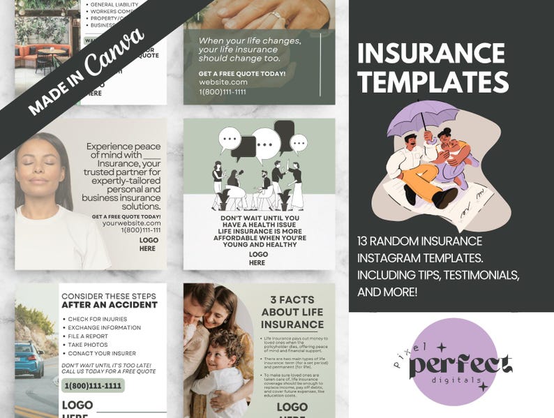Insurance Instagram Templates - Etsy