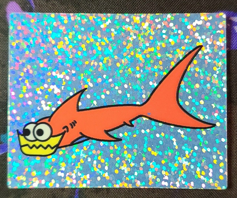 Smiley Shark Glitter Sticker - Etsy