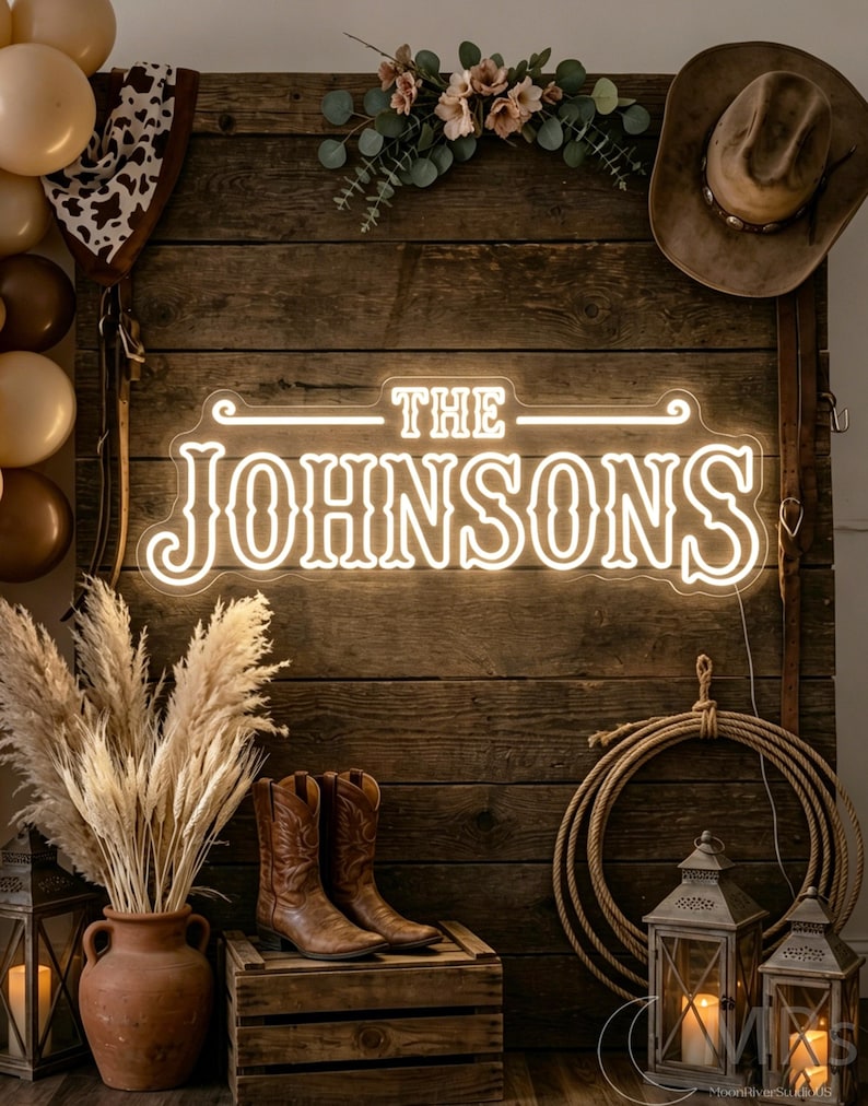 Custom Western Font Name Neon Sign | Cowboy Bar LED Sign | Rustic ...