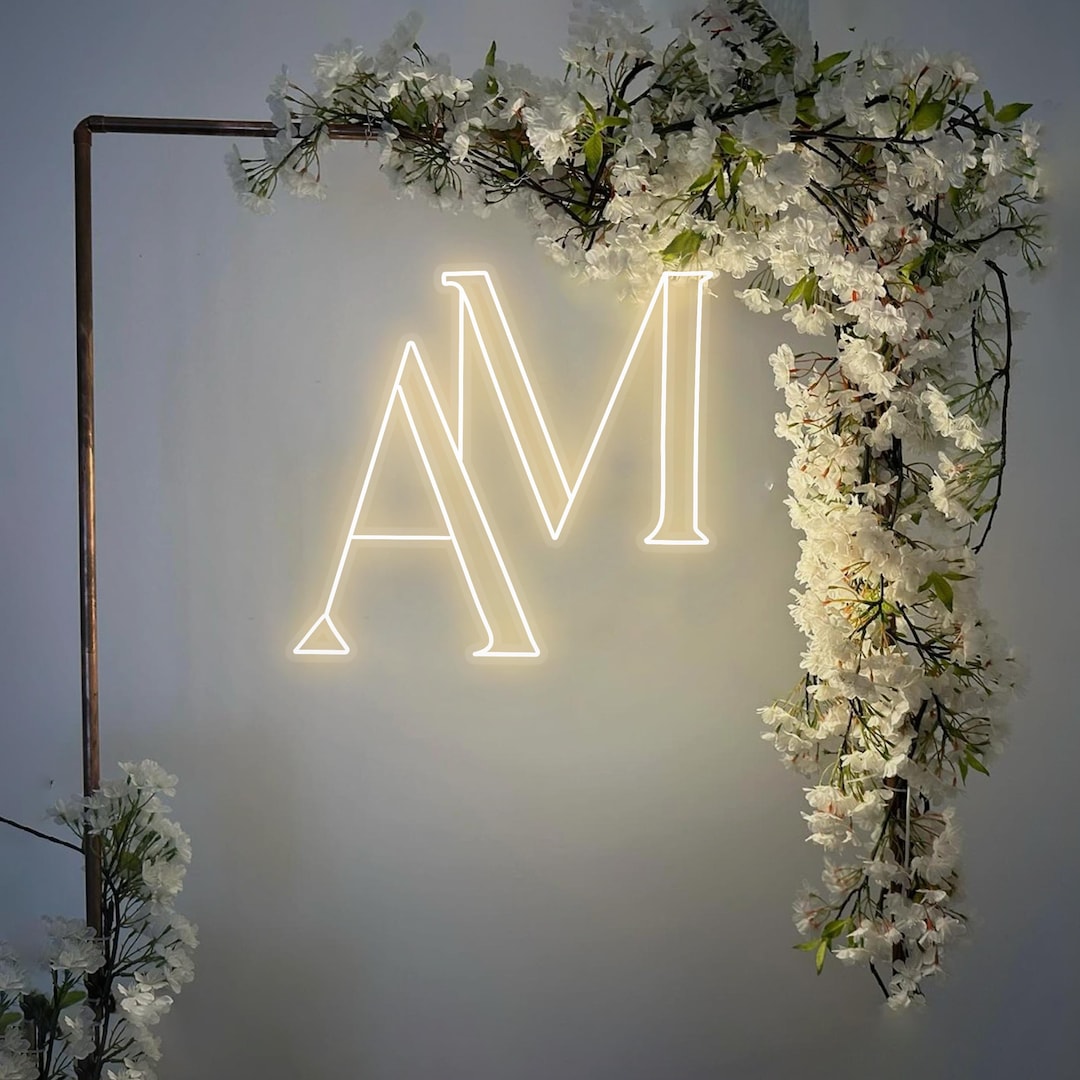 Custom Couple Initials Neon Sign | Wedding LED Initials Light ...