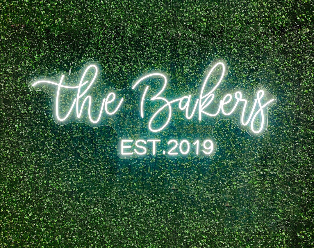 Custom Neon Wedding Name With Est Year, Rustic Vintage Wedding Decor ...