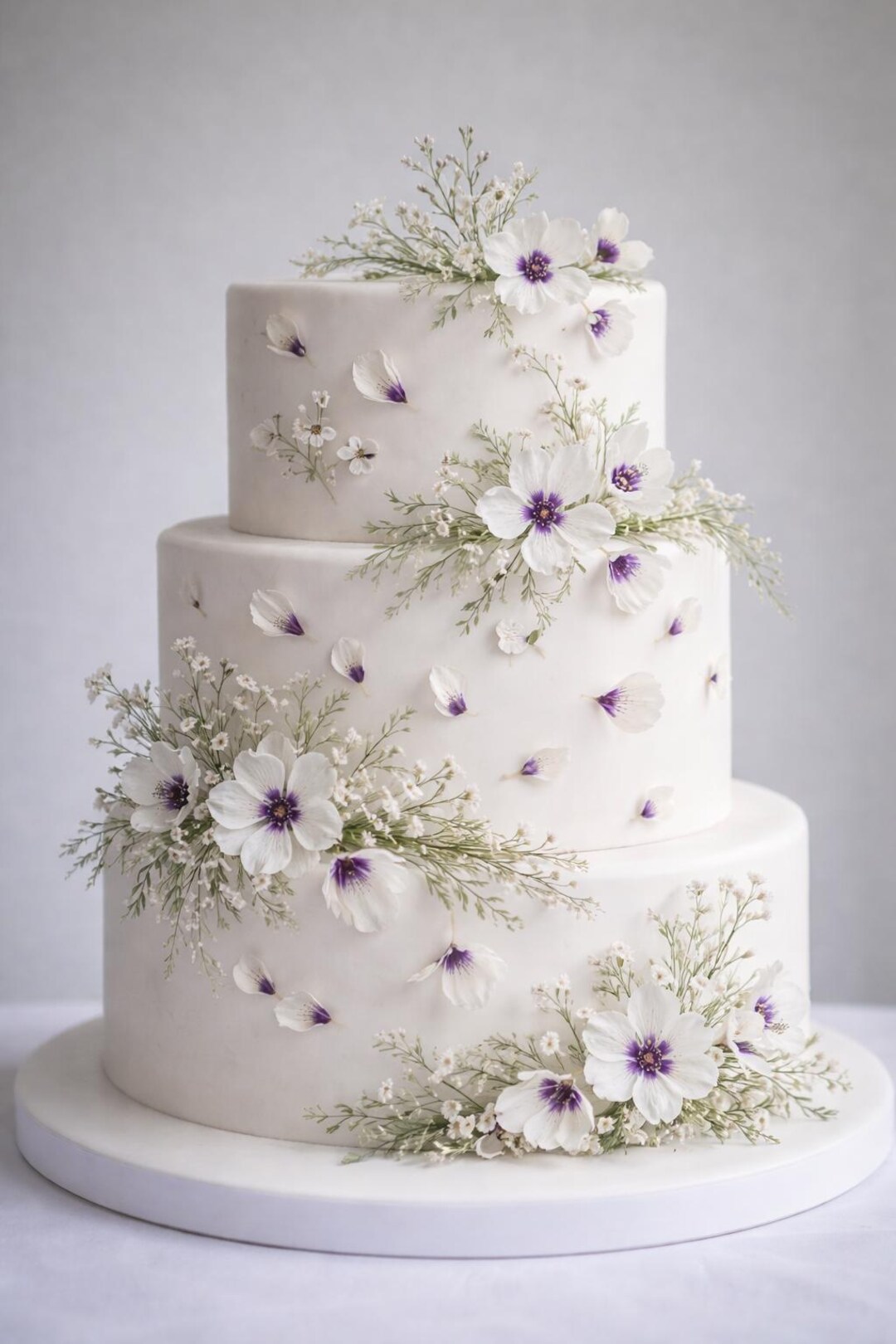 White Edible Pressed Flowers for Wedding Cake Decorating: Pastries ...