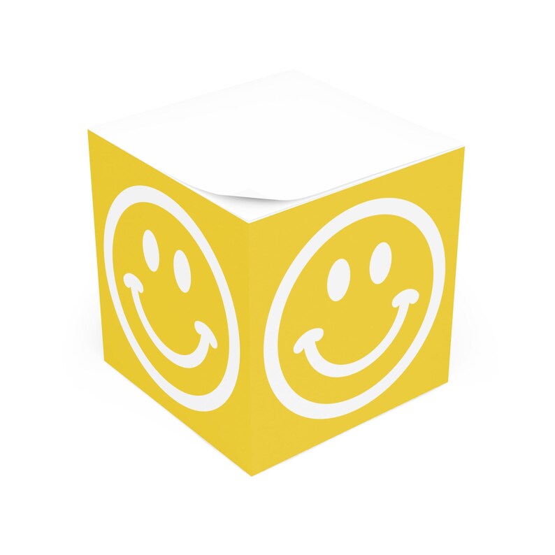 Yellow Smiley Face Post It Note Cube | Colorful Sticky Notes | Fun ...