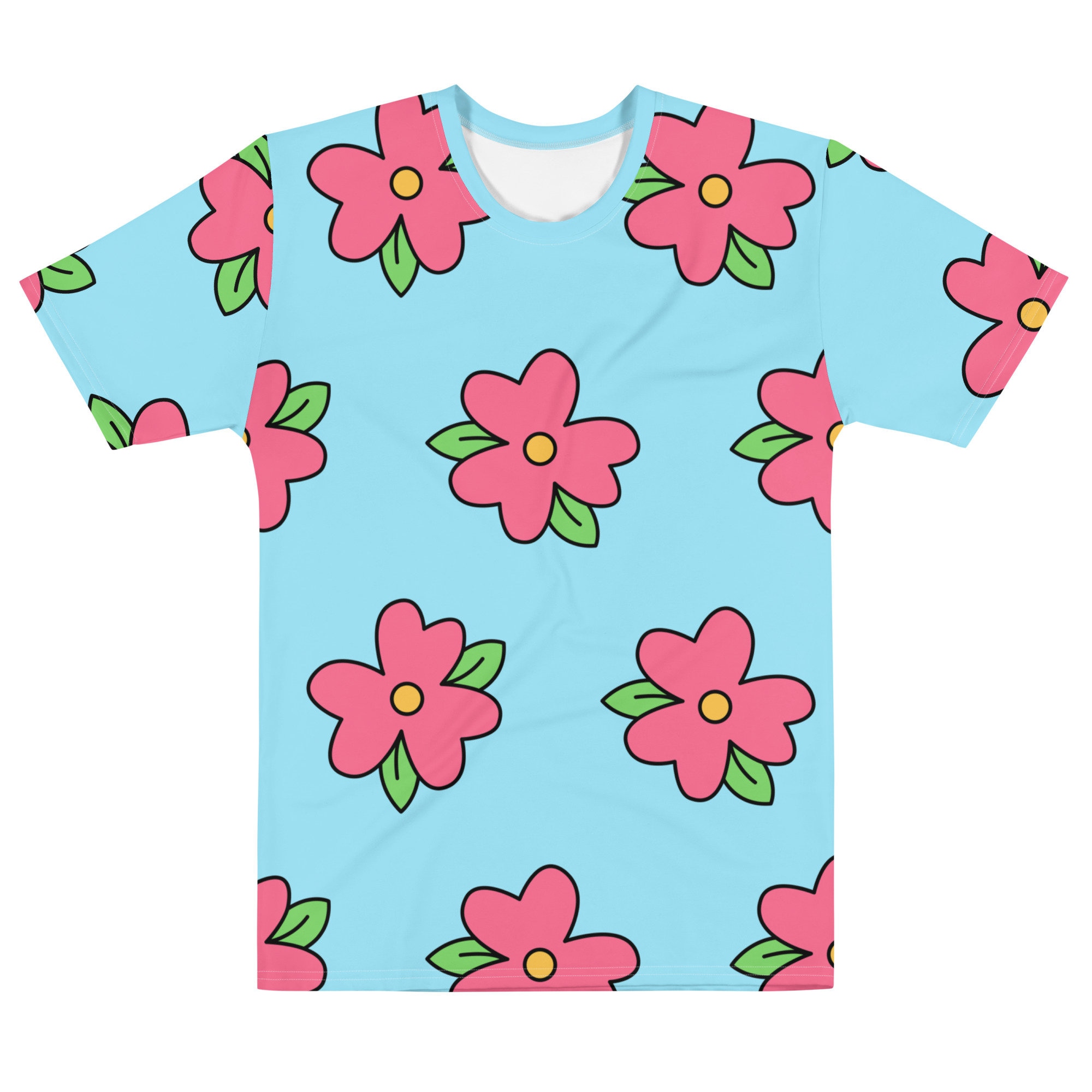 Homer Simpson Flower T-shirt. Pink Flowers. Floral Pattern Printed ...