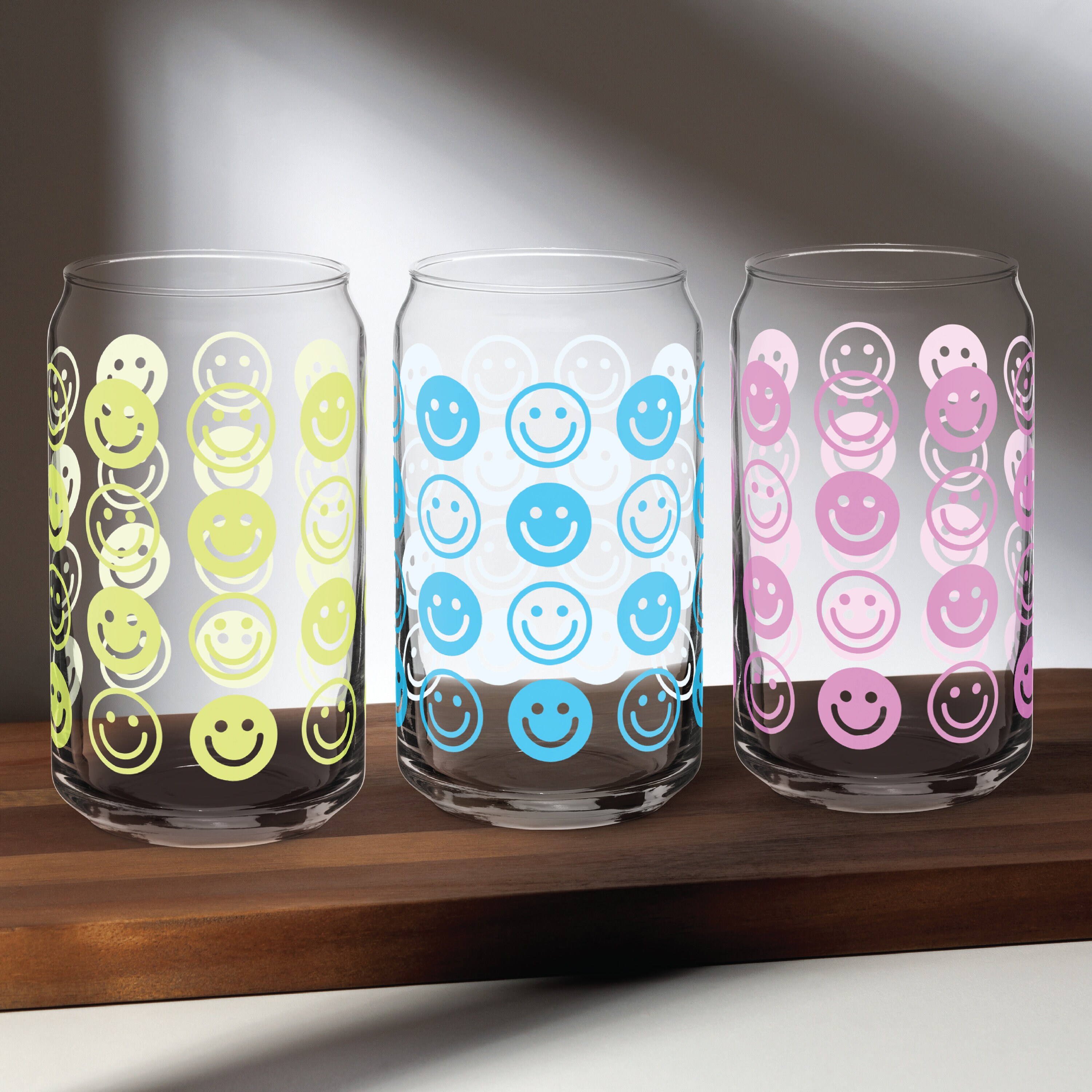 Smiley Face Cup / Can-shaped Glass / Smiley Iced Coffee Glass / Smiley ...
