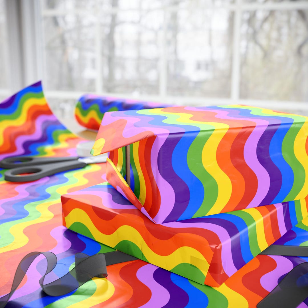 Rainbow Wave Wrapping Papers / Rainbows Pattern Wrapping Papers / Gift ...