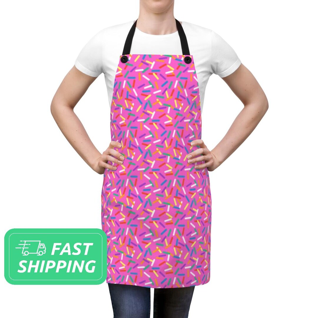 Pink Rainbow Sprinkles Apron / Candy Apron / Cooking Apron / Bib Apron ...