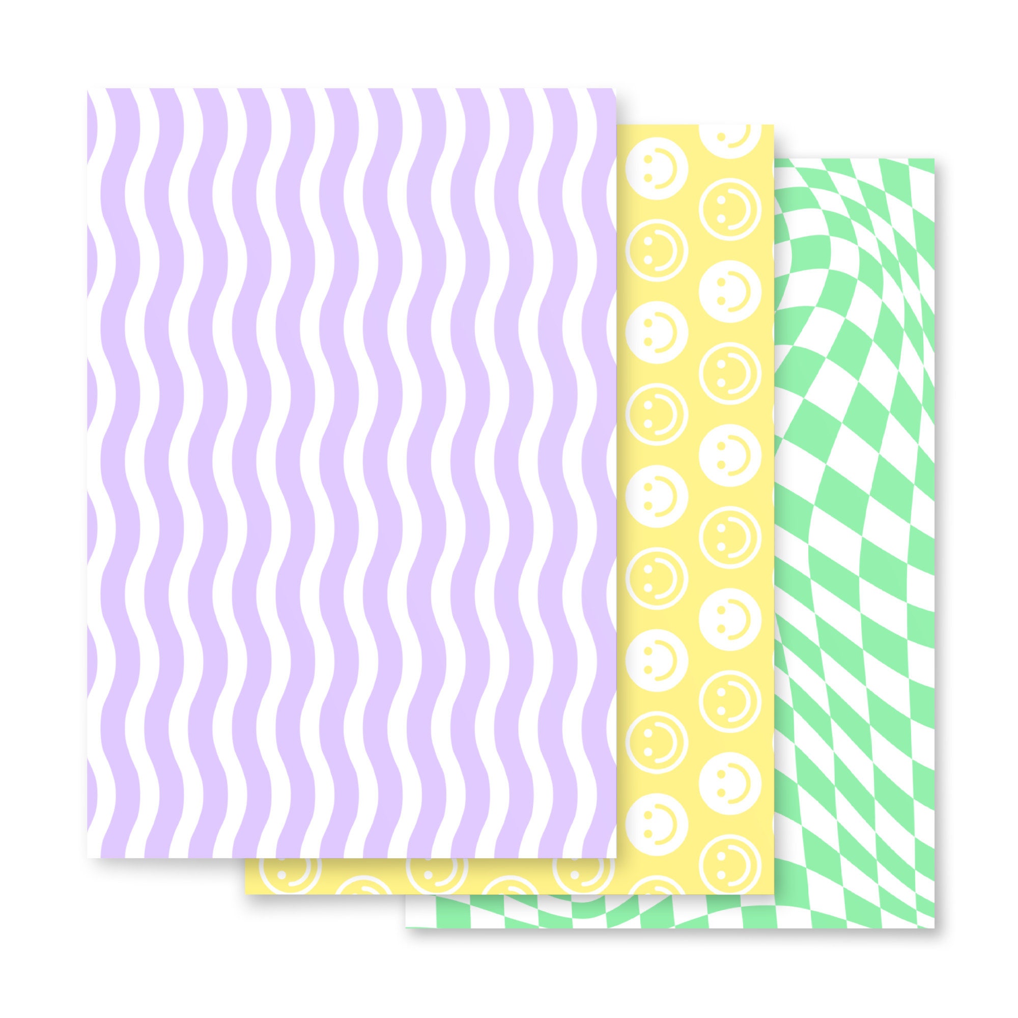 Checkered, Wavy and Smiley Wrapping Paper Sheets / Funky Gift Wrap ...