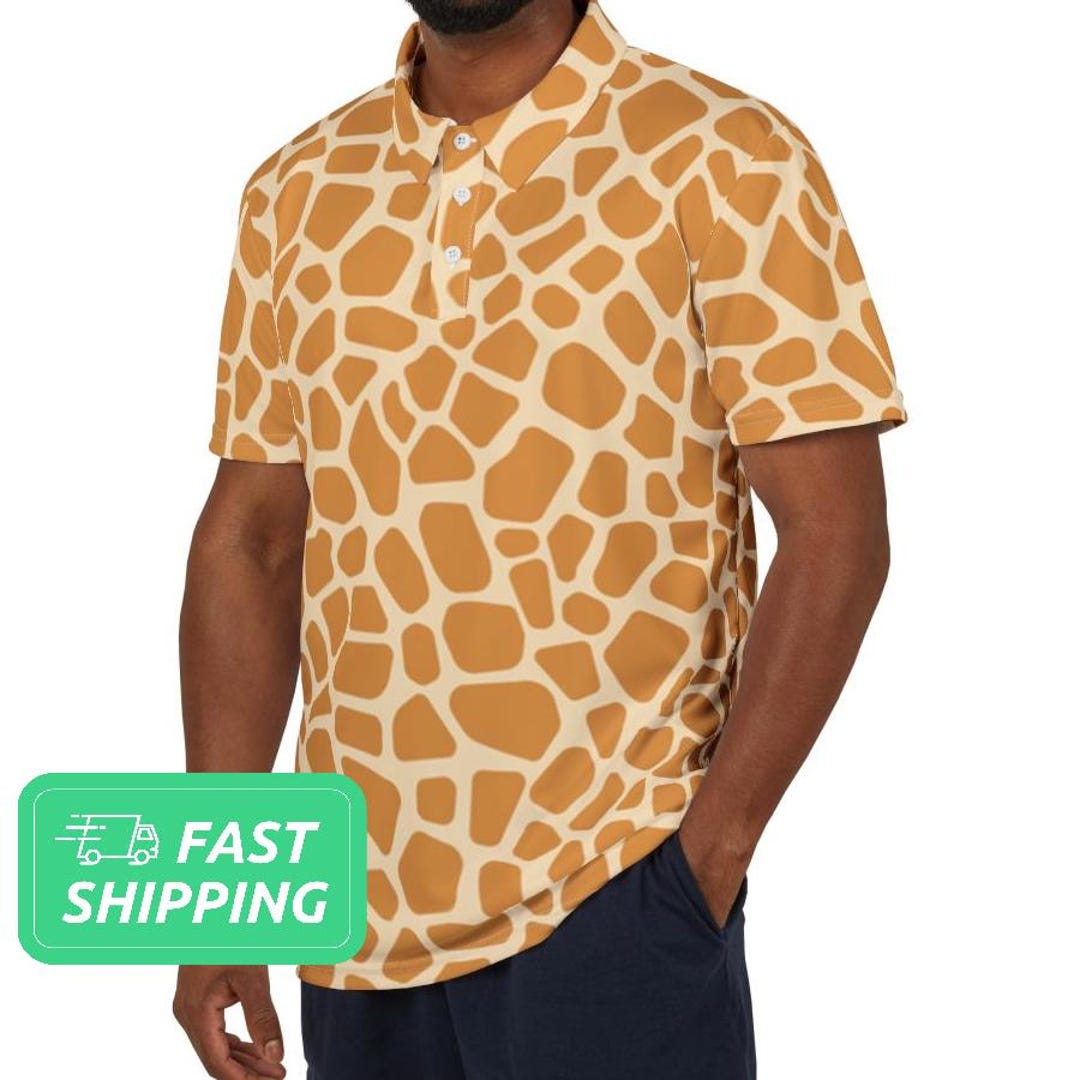 Giraffe Pattern Polo Shirt / Safari Polo Shirt / Short-sleeve Collared ...