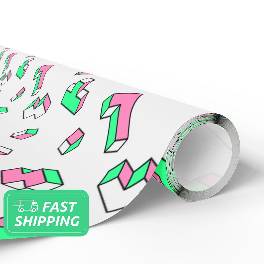 Tetris Pattern (pink & Green) Wrapping Papers / Video Game Wrapping ...