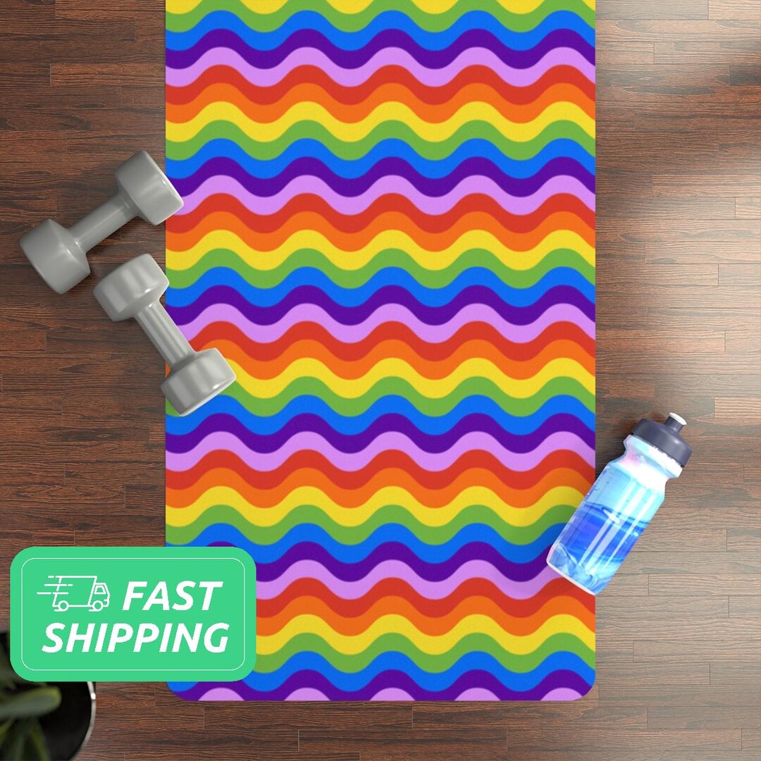 Rainbow Wave Yoga Mat / Rainbows Pattern Yoga Mat / Rubber Mat - Etsy
