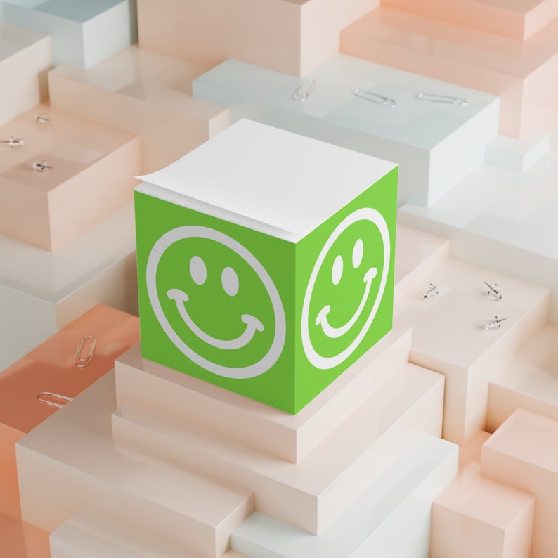Smiley Face Post-it Note Cube | Colorful Sticky Notes | Fun Office ...