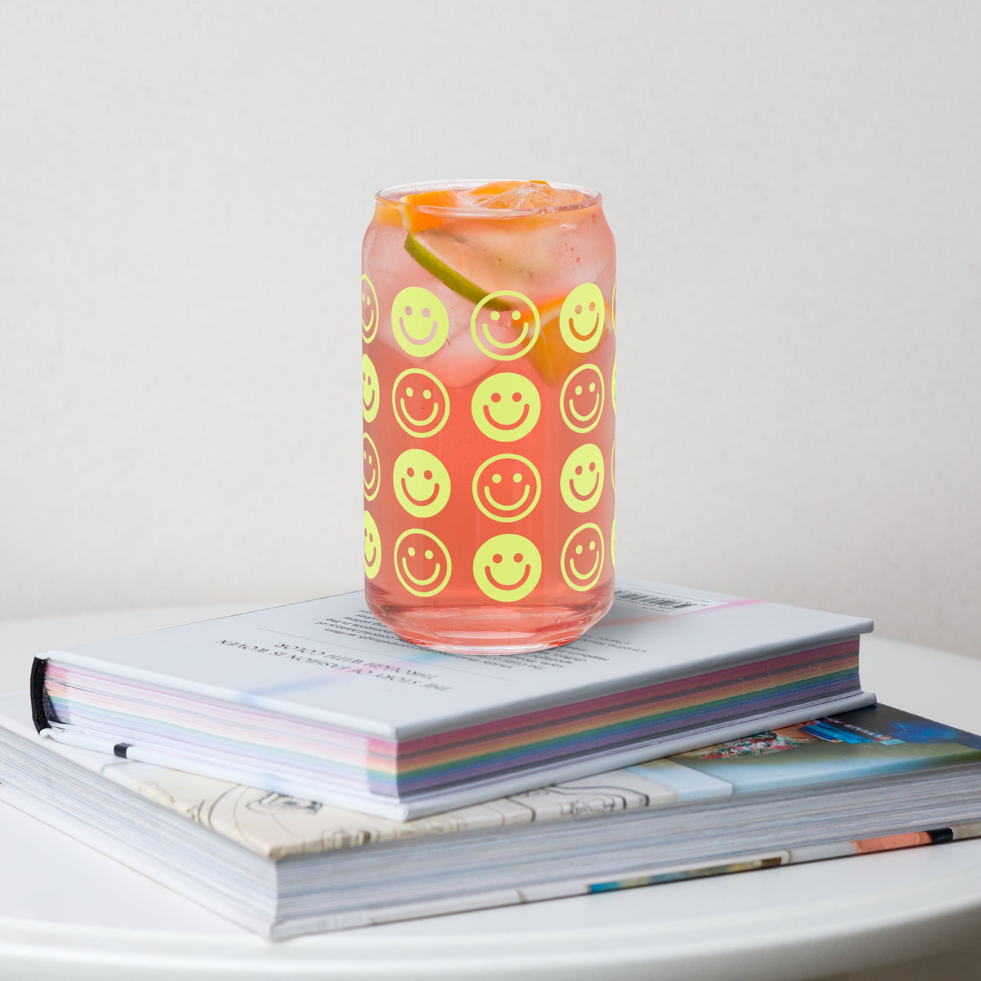 Smiley Face Cup / Can-shaped Glass / Smiley Iced Coffee Glass - Etsy