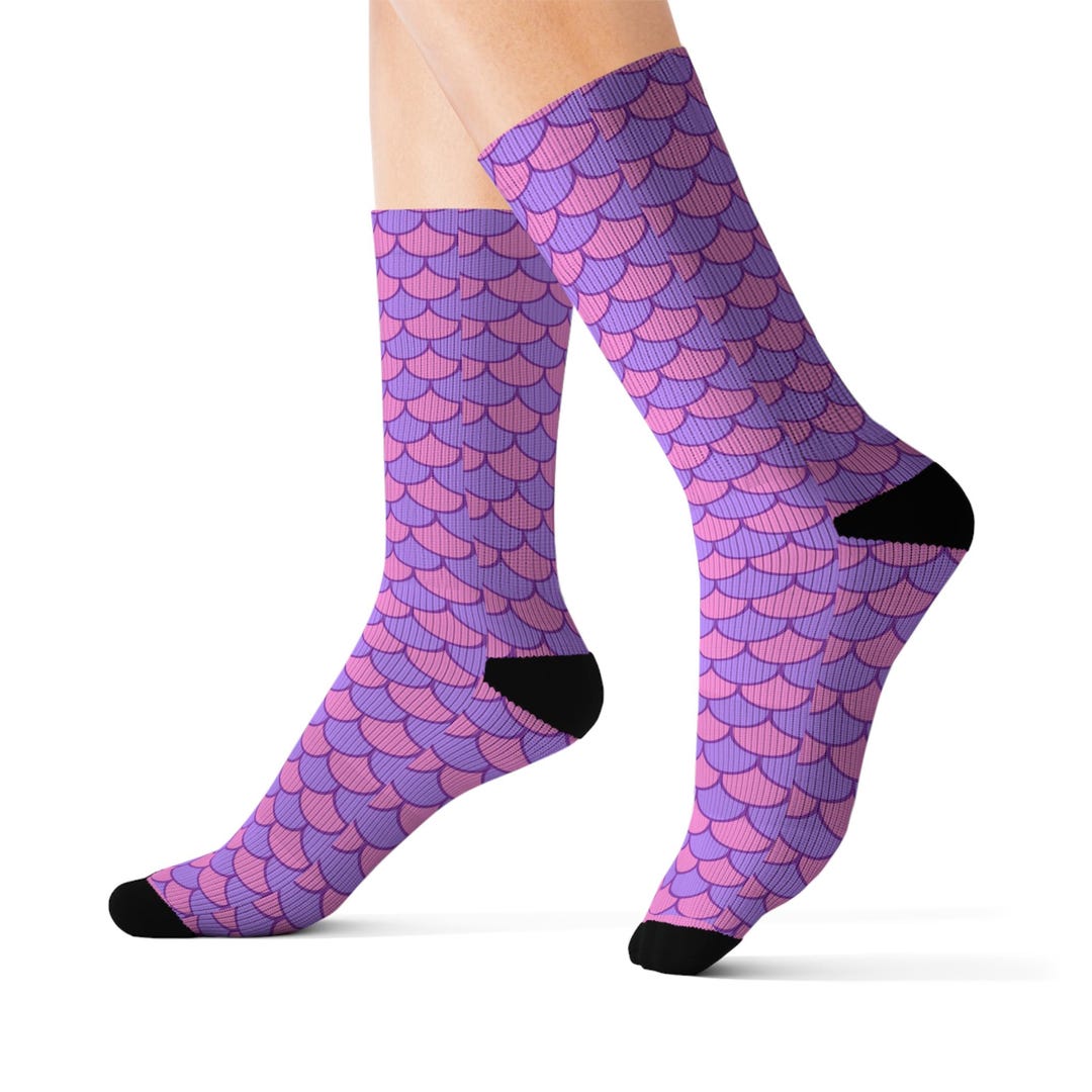 Pink-purple Mermaid Pattern Socks / Mer Maid Socks / Mermaiding Socks ...