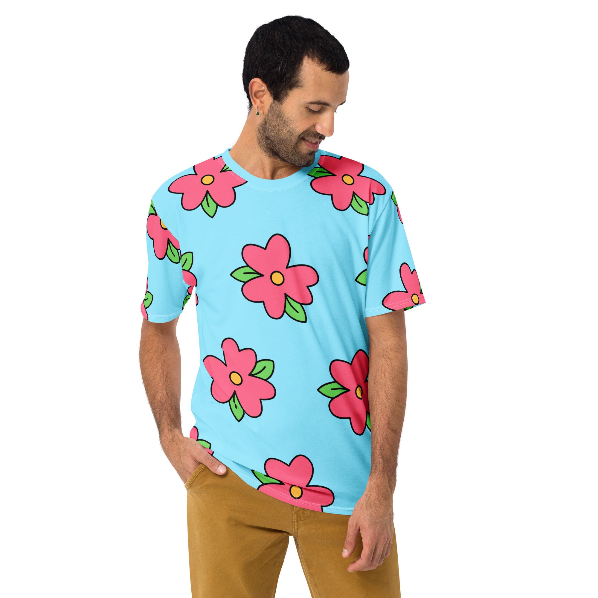 Homer Simpson Flower T-shirt. Pink Flowers. Floral Pattern Printed ...