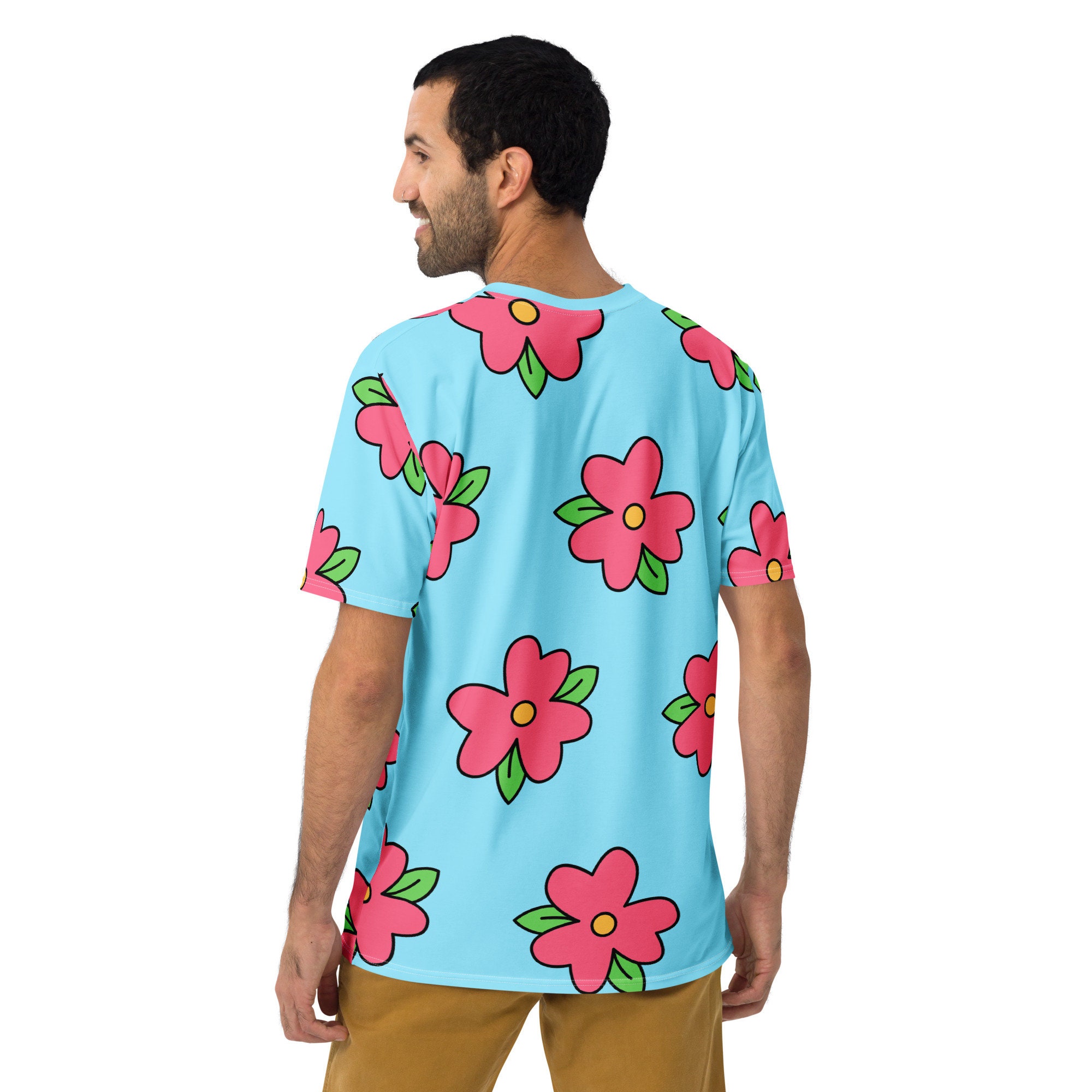 Homer Simpson Flower T-shirt. Pink Flowers. Floral Pattern Printed ...