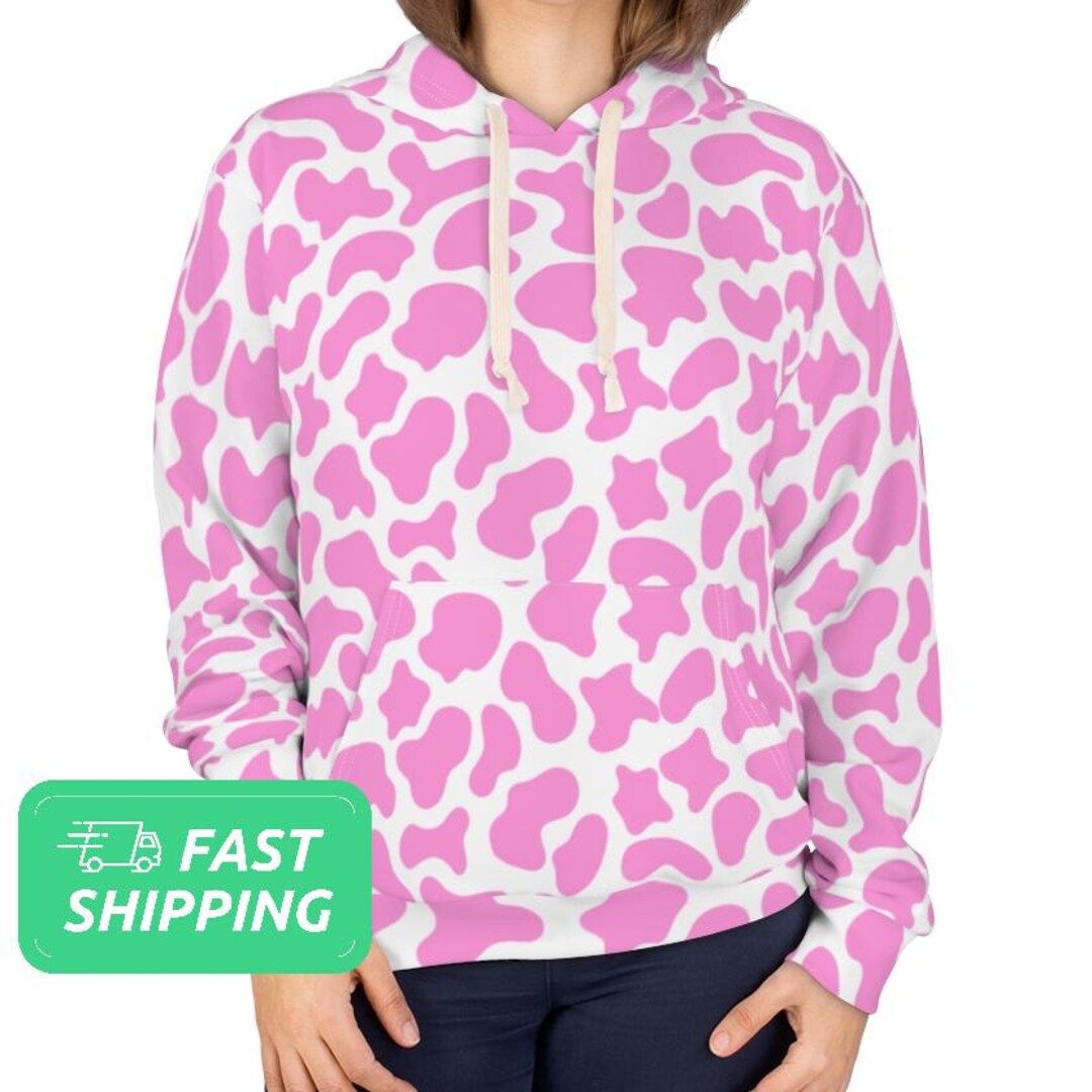 Pink Cow Hoodie / Cow Pattern Hoodie / Hooded Sweatshirt - Etsy