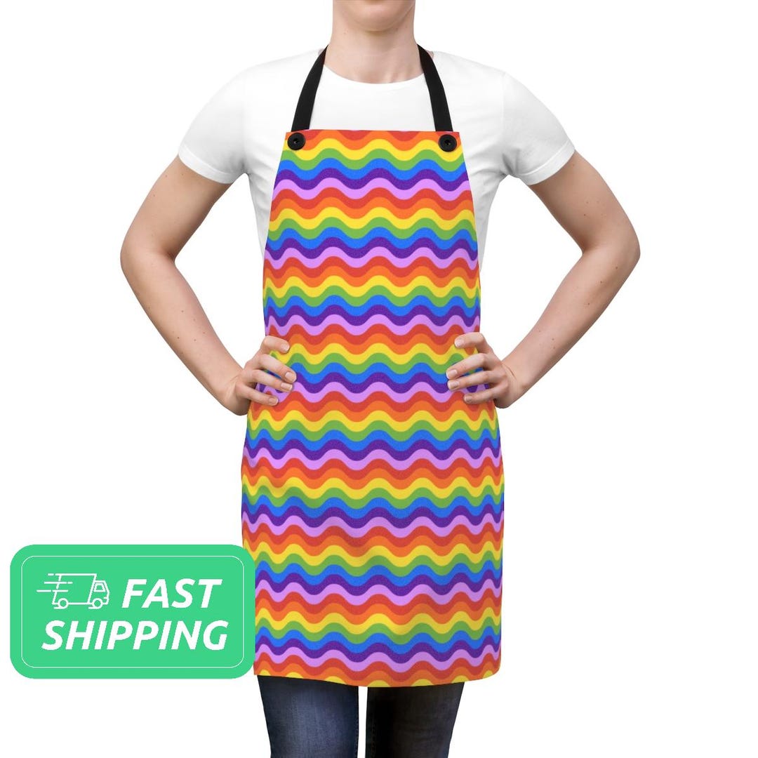 Rainbow Wave Apron / Rainbows Pattern Apron / Cooking Apron / Bib Apron ...