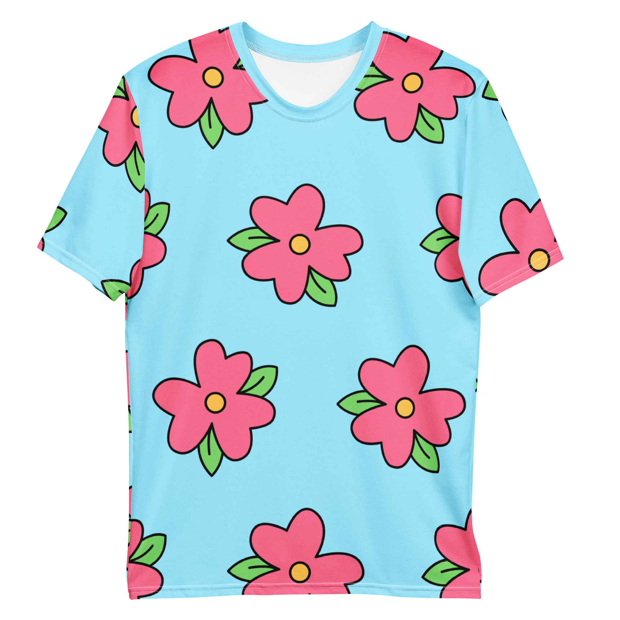Homer Simpson Flower T-shirt. Pink Flowers. Floral Pattern Printed ...
