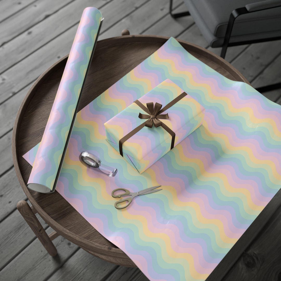 Pastel Rainbow Wave Wrapping Papers / Rainbows Pattern Wrapping Papers ...
