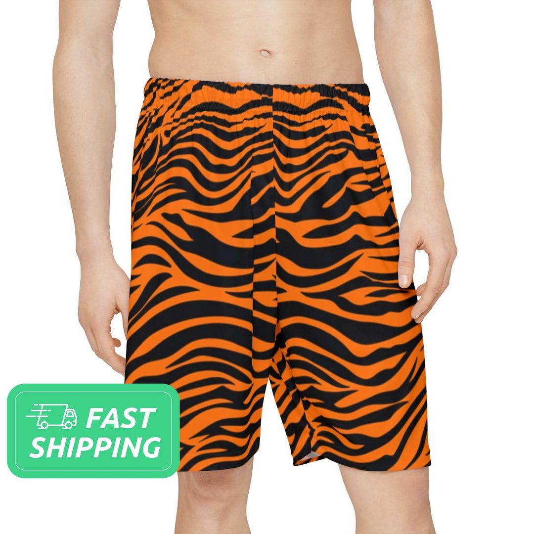 Tiger Stripe Men's Sports Shorts / Tiger Pattern Men's Sports Shorts ...