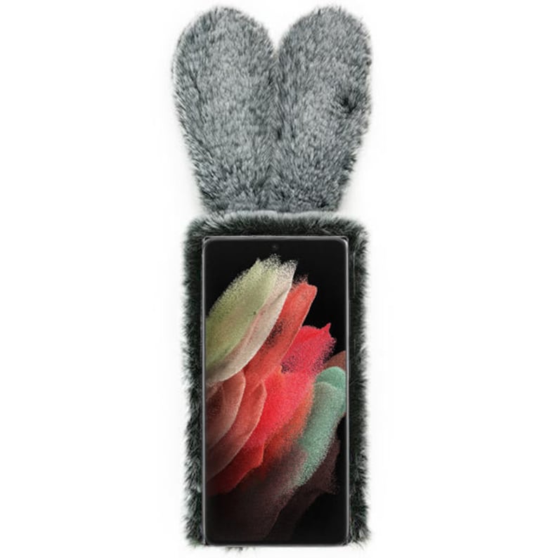 Bunny Rabbit Fur Fuzzy Furry Case Cover for Samsung S20 S21 S22 S23 S24 ...