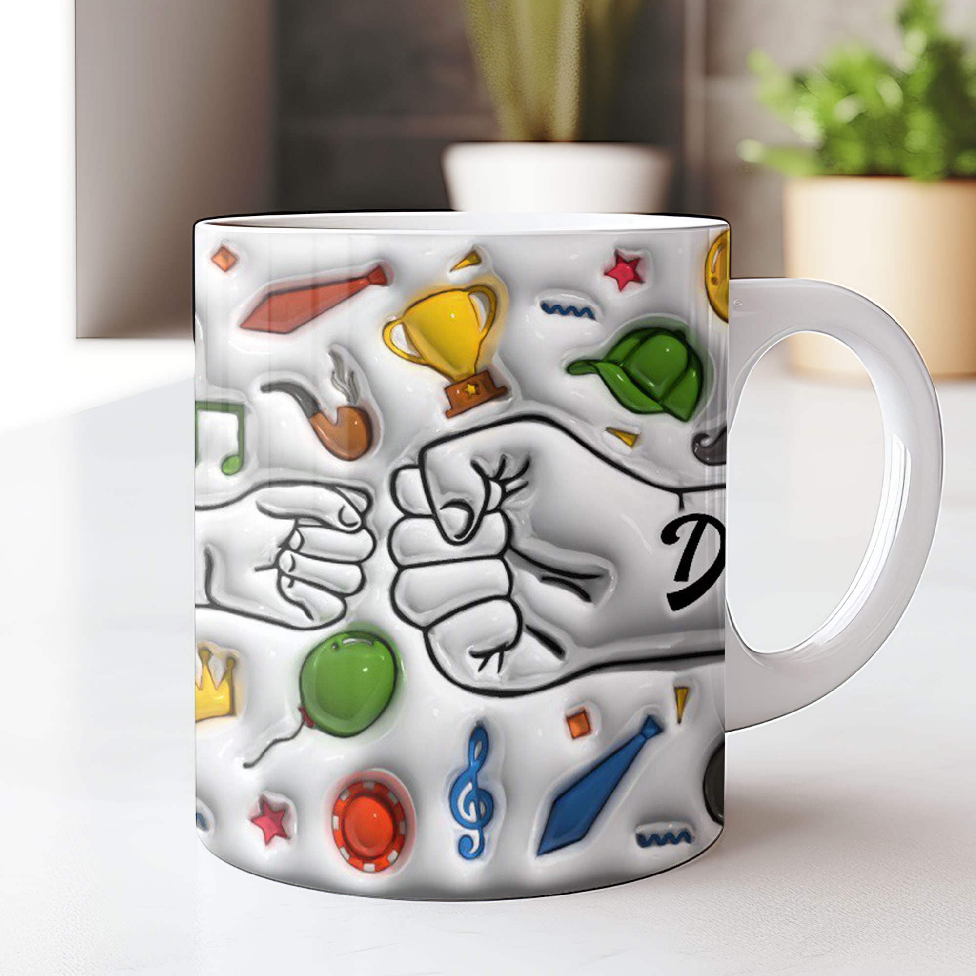 Best Dad 3D Inflated Mug Wrap, Custom Dad Fist Bump 11oz Mug Template ...