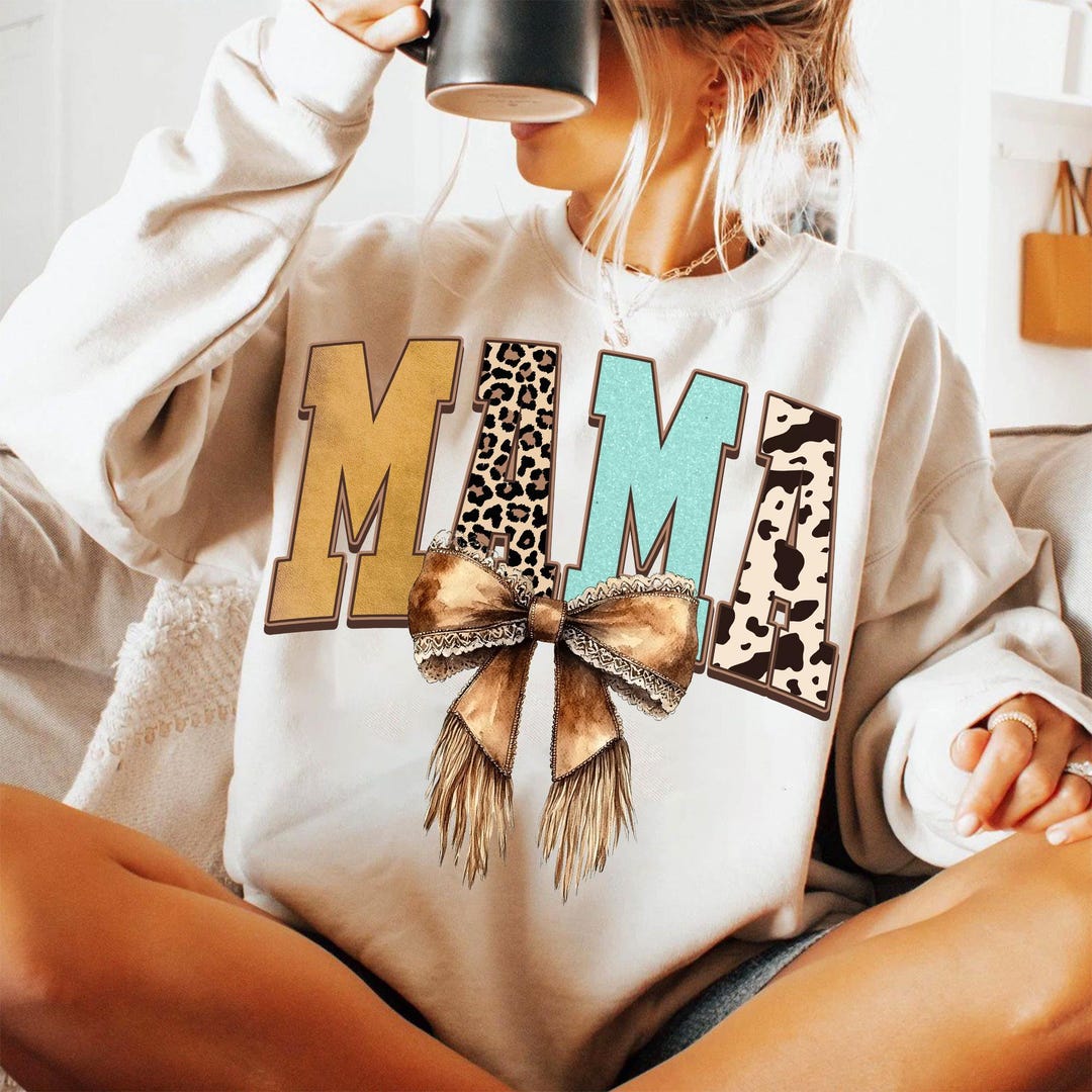 Western Mama Cowgirl Bow Png, Howdy Brown Leather Bow Png, Cowhide Bow ...