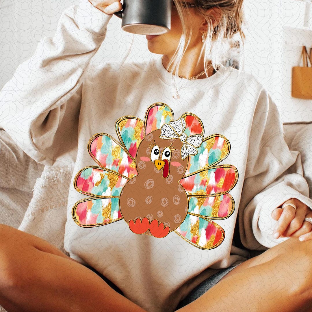 Colorful Coquette Turkey Png, Glitter Turkey Thanksgiving Png, Thankful ...