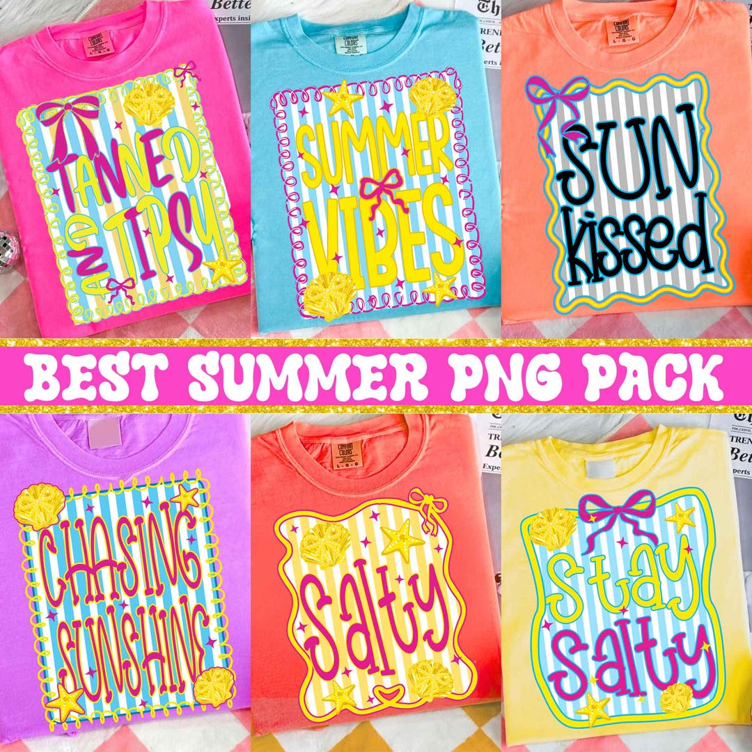 Sunshine PNG Beach Life Bundle, Preppy Girly Summer PNG, Trendy Neon ...