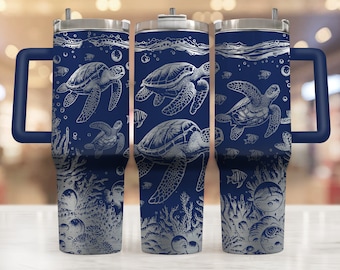 Turtle Tumbler Wrap Laser Svg, 40oz Laser Engraved Sea Baby Turtle ...
