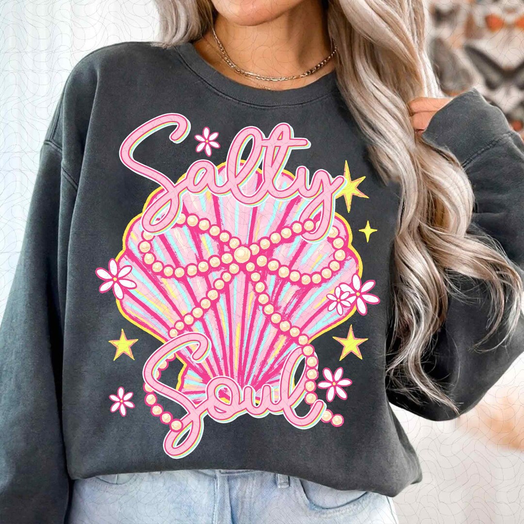 Clam Pearl Coquette Salty Soul Png, Summer Vibes Pink Clam Png, Summer ...