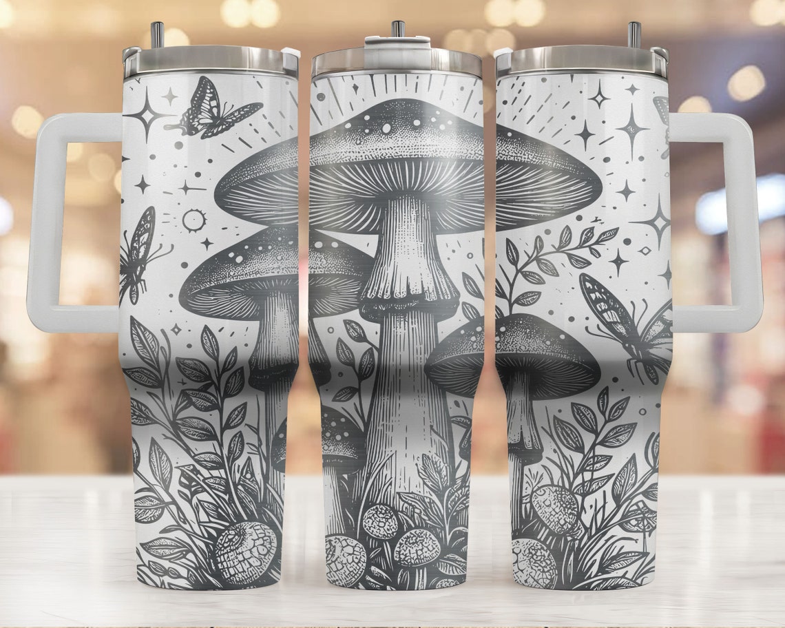 Mushroom Laser Engraved Full Wrap Design for 40oz Tumbler, Mushroom SVG ...