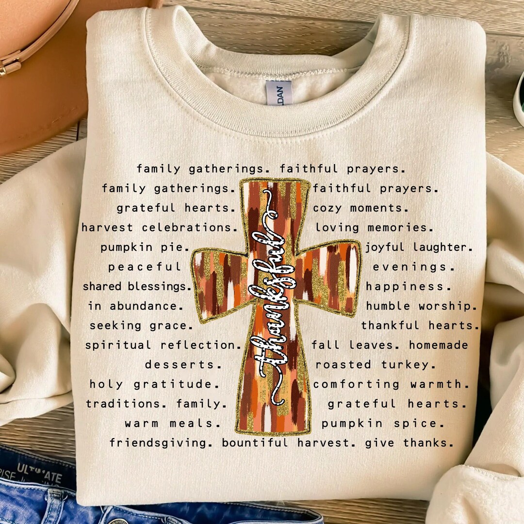 Glitter Thankful Cross Bow Png, Thanksgiving PNG, Give Thanks Jesus ...