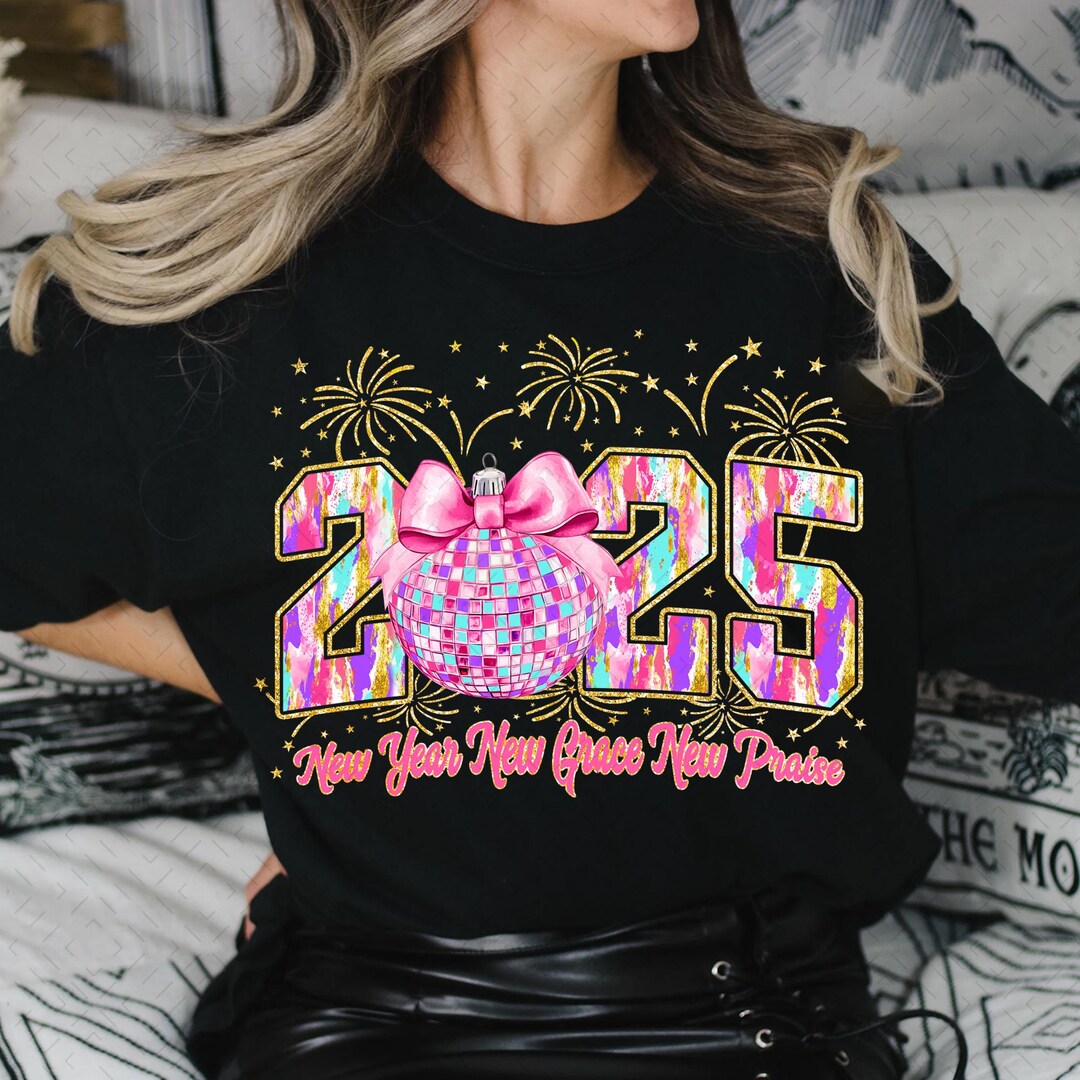 Happy New Year 2025 Png, Pink Coquette Bow Png, Retro New Years Png ...